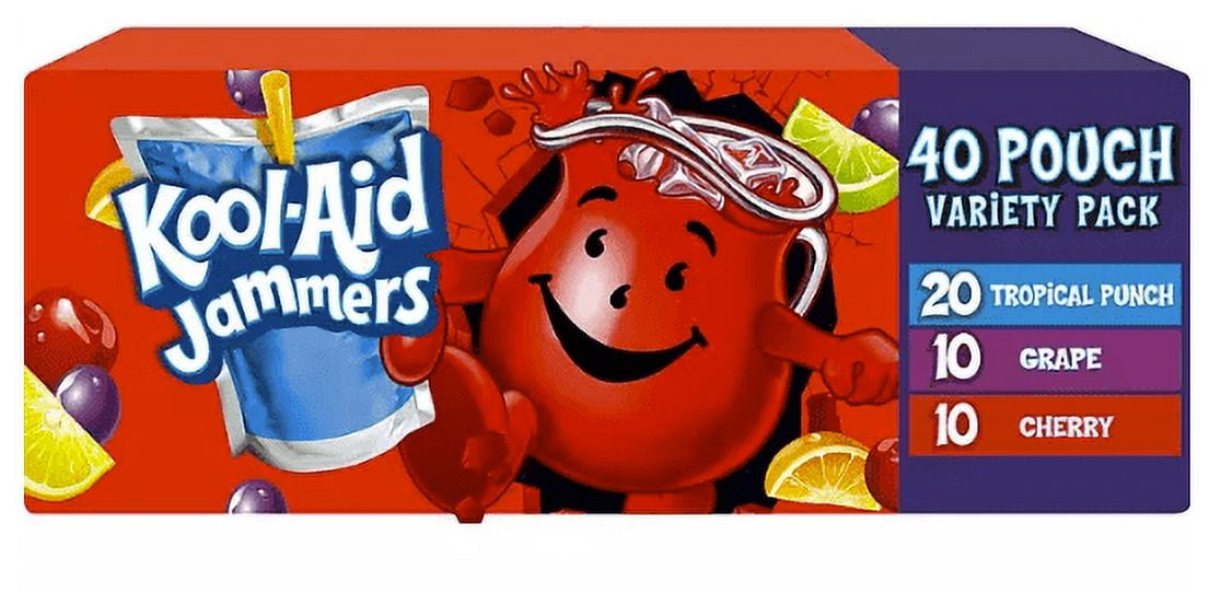 Kool-Aid Jammers Tropical Punch, Grape & Cherry Juice Pouches Variety ...