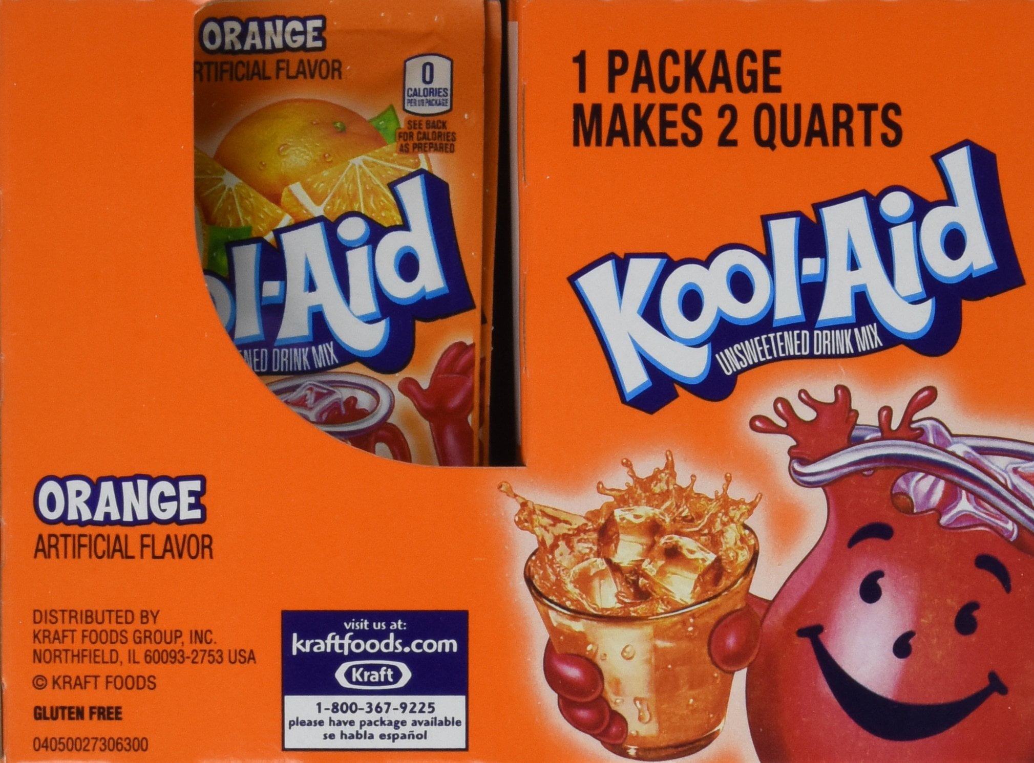 Kool-Aid Orange Unsweetened Soft Drink Mix, 0.15 Oz (Bonus Pack of 50 ...