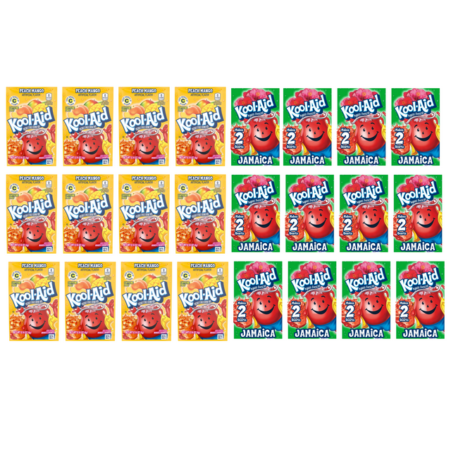 Kool Aid PEACH MANGO AND JAMAICA FLAVORS FUN PACKS Unsweetened Beverage ...