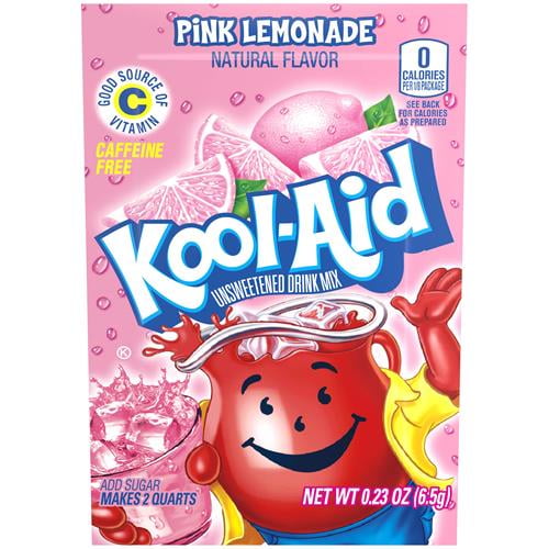 Kool-Aid Pink Lemonade Flavored Unsweetened Caffeine Free Powdered ...