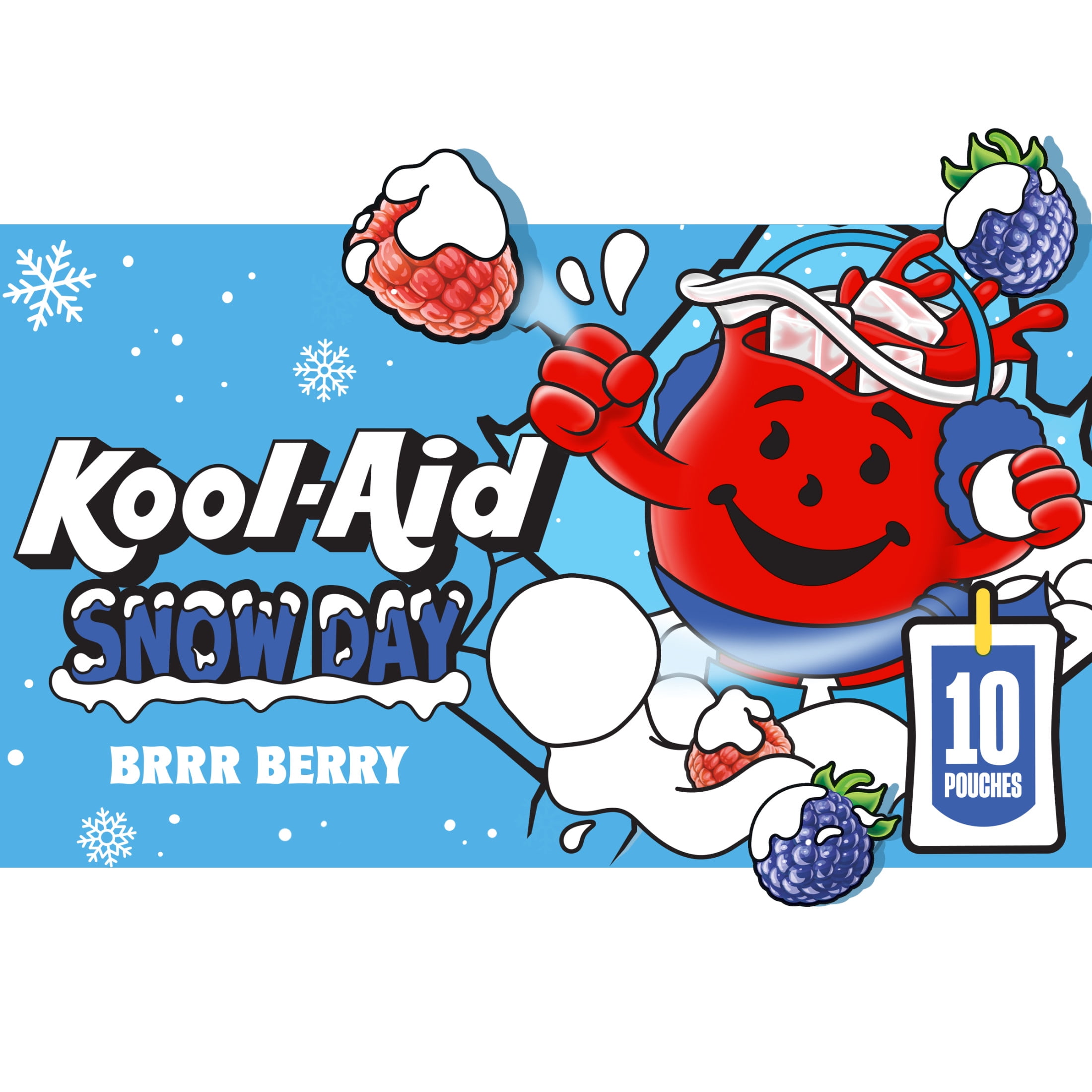 Kool-Aid Snow Day Brrr Berry Drink Pouches, 10 Ct, 6 oz, Vitamin C ...