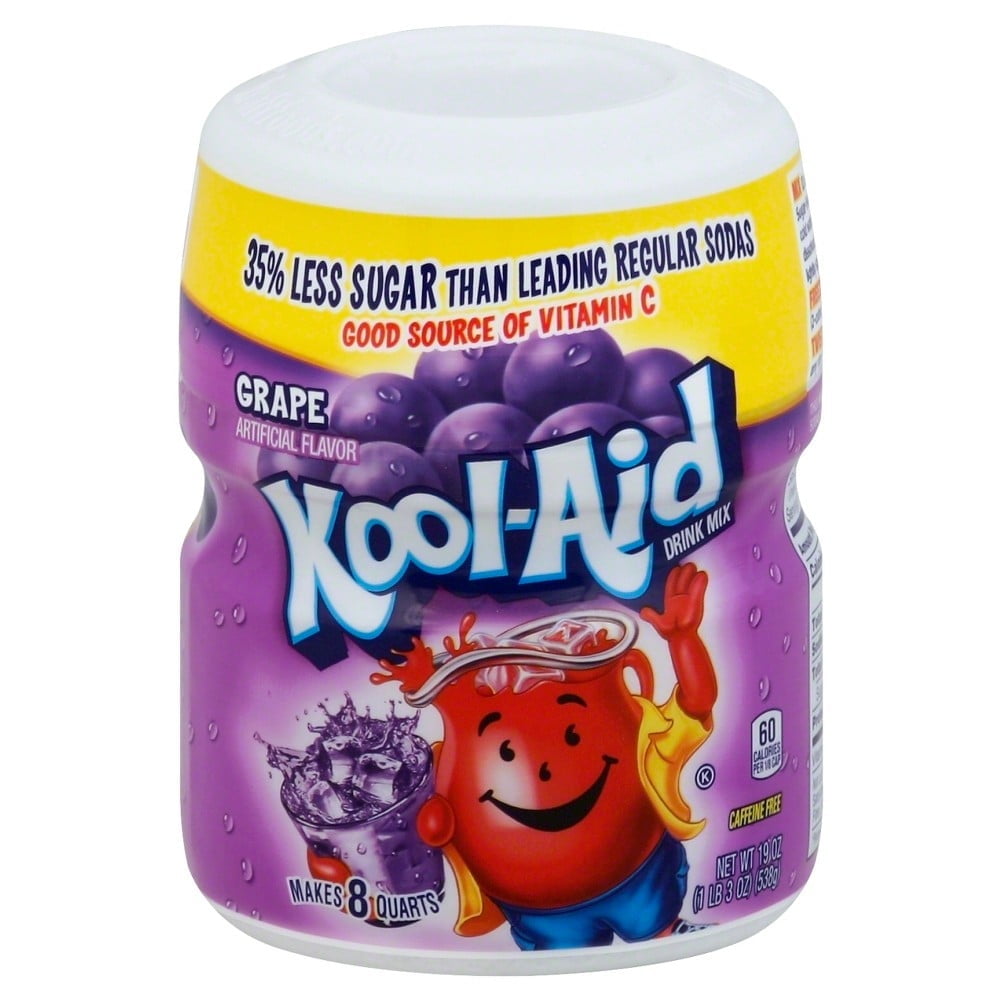 Kool-Aid Grape Mix, Sugar Sweetened, Artificially Flavored, Powdered Soft Drink, 19 oz - Walmart.com