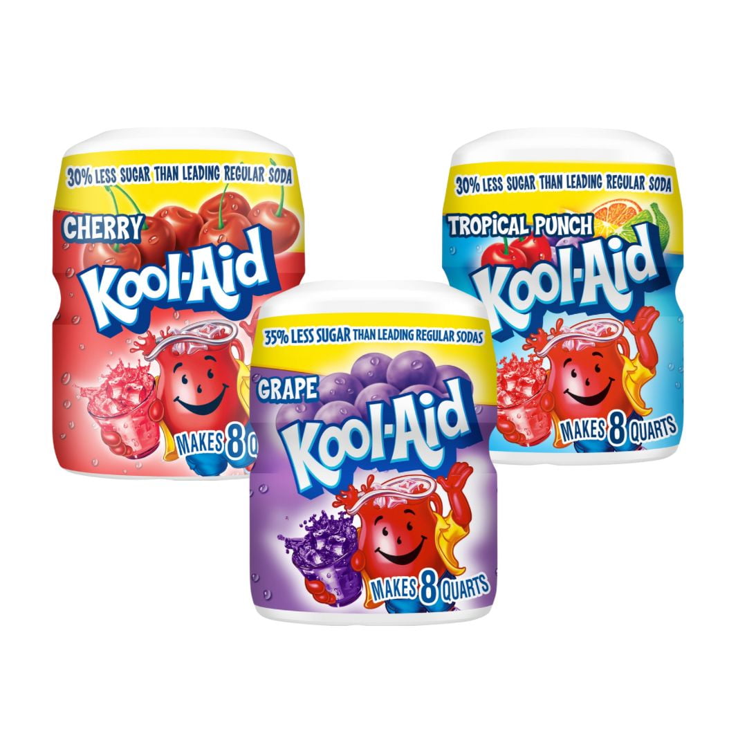 Kool-Aid Sugar Sweetened Powdered Drink Mix, 19 oz. (Cherry, Tropical ...