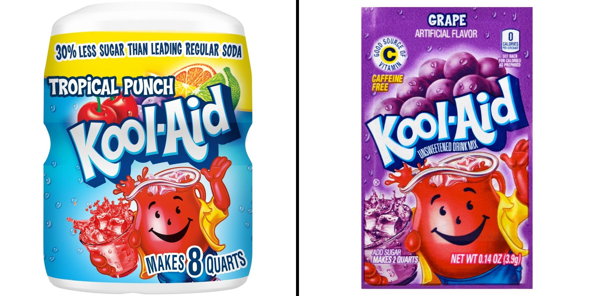 Kool-Aid Sweetened Tropical Punch Powdered 19 oz & Kool-Aid Grape ...