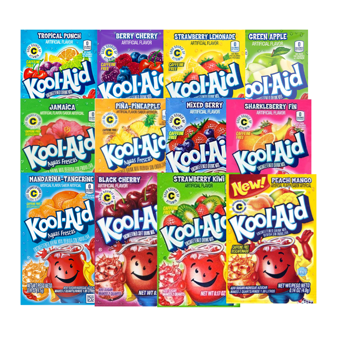 Kool-Aid Unsweetened Drink Mix, 12 Pack Assorted Flavors, 2 Quarts ...