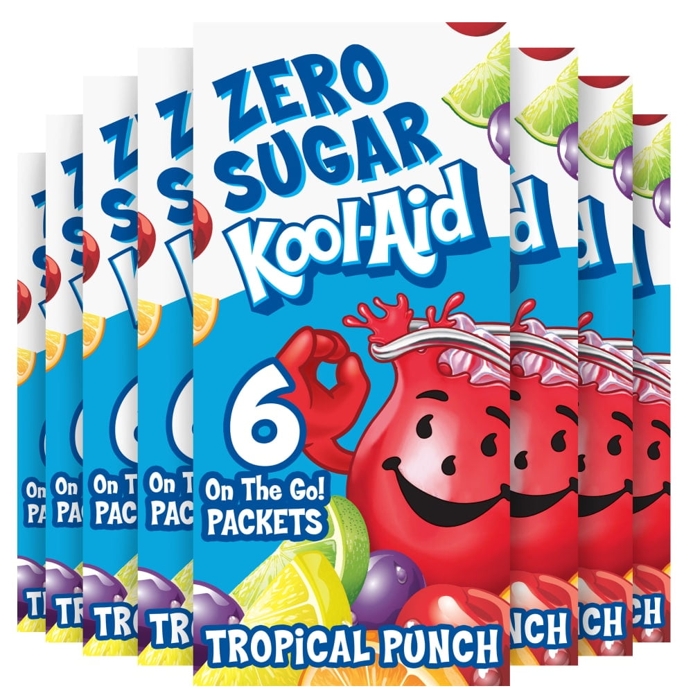 Kool-Aid Zero Sugar Tropical Punch Drink Mix Packets, 6 Packets ...