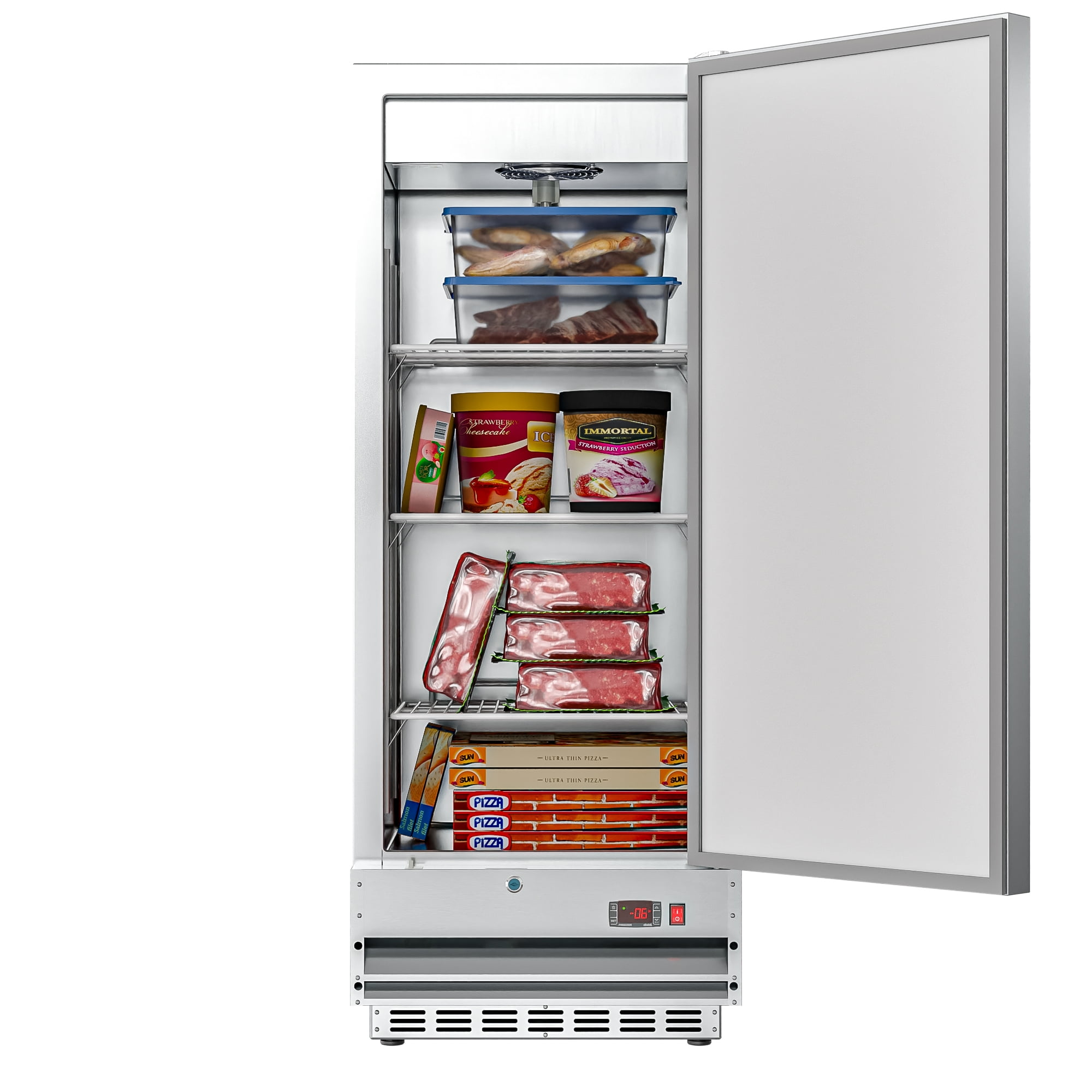 KoolMore 25 in. Commercial Stainless Steel 1-Door Reach-In Freezer, 12 ...