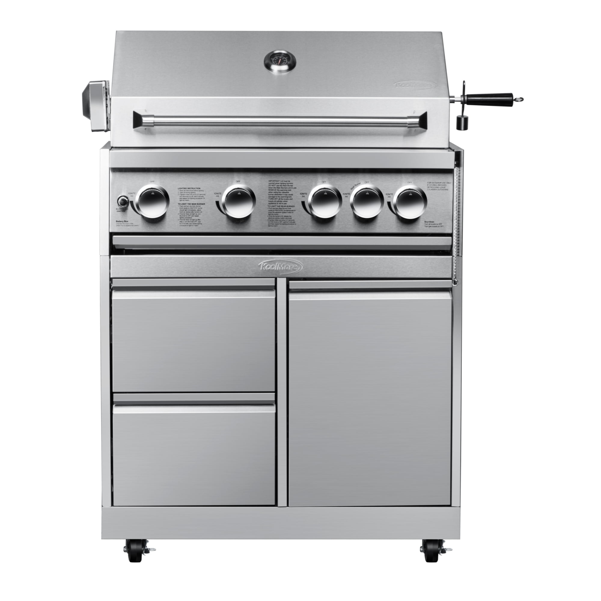 KoolMore Outdoor Kitchen 30 in. BBQ Liquid Propane Grill with Cabinet in Stainless-Steel (KM-OKS ...