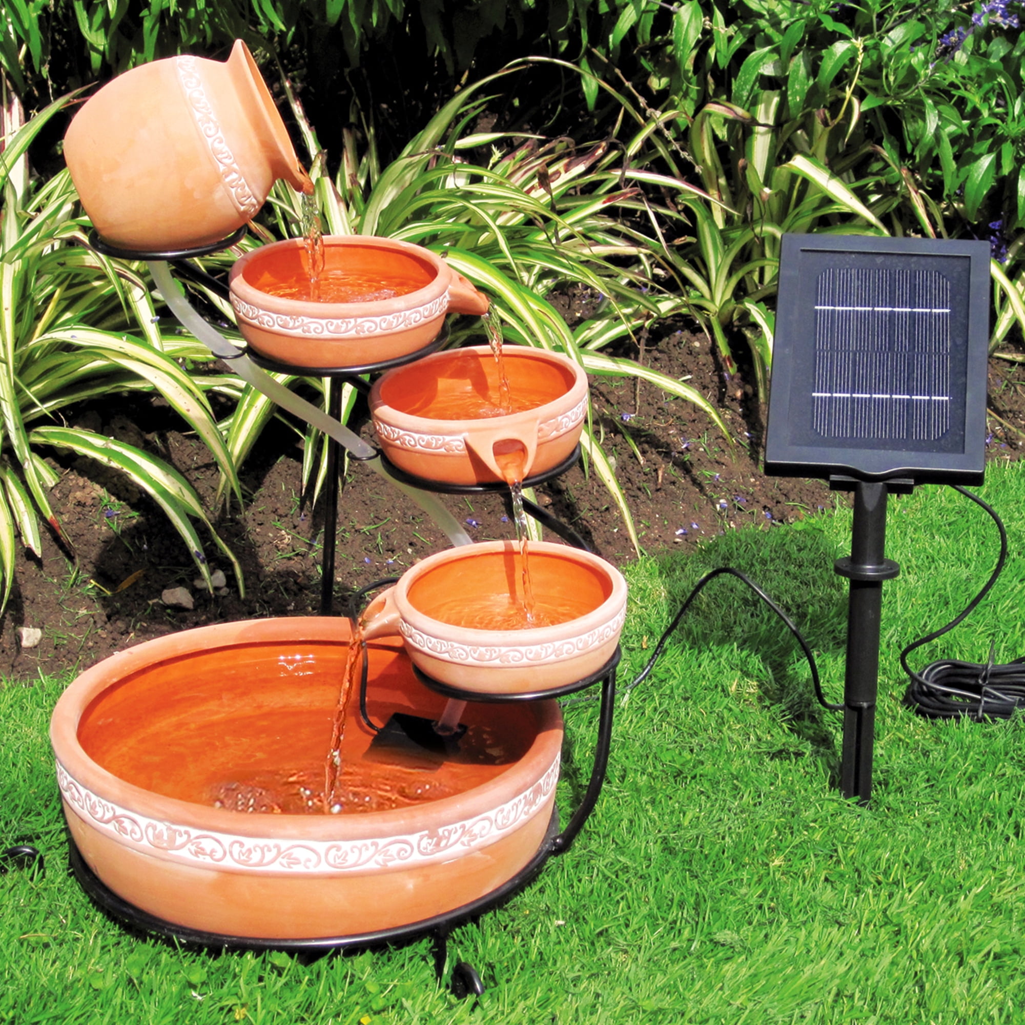 KoolScapes Outdoor Solar-Powered 5-Tier Cascading Water Fountain ...