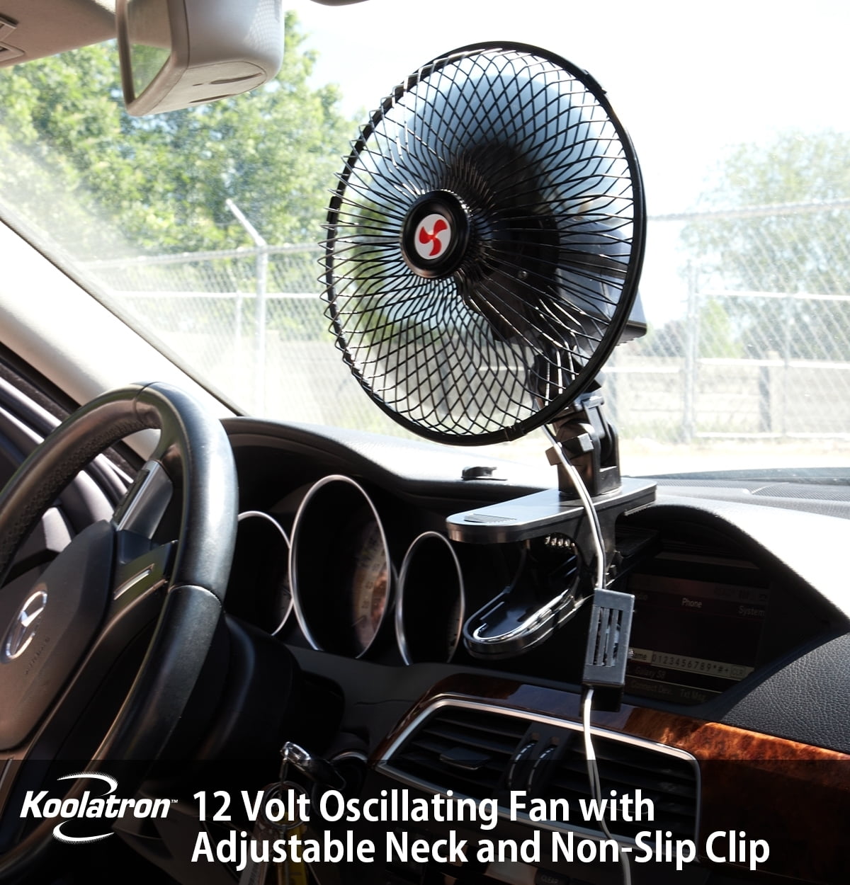 Koolatron 12V Oscillating Fan with Adjustable Neck and Non-Slip Clip ...
