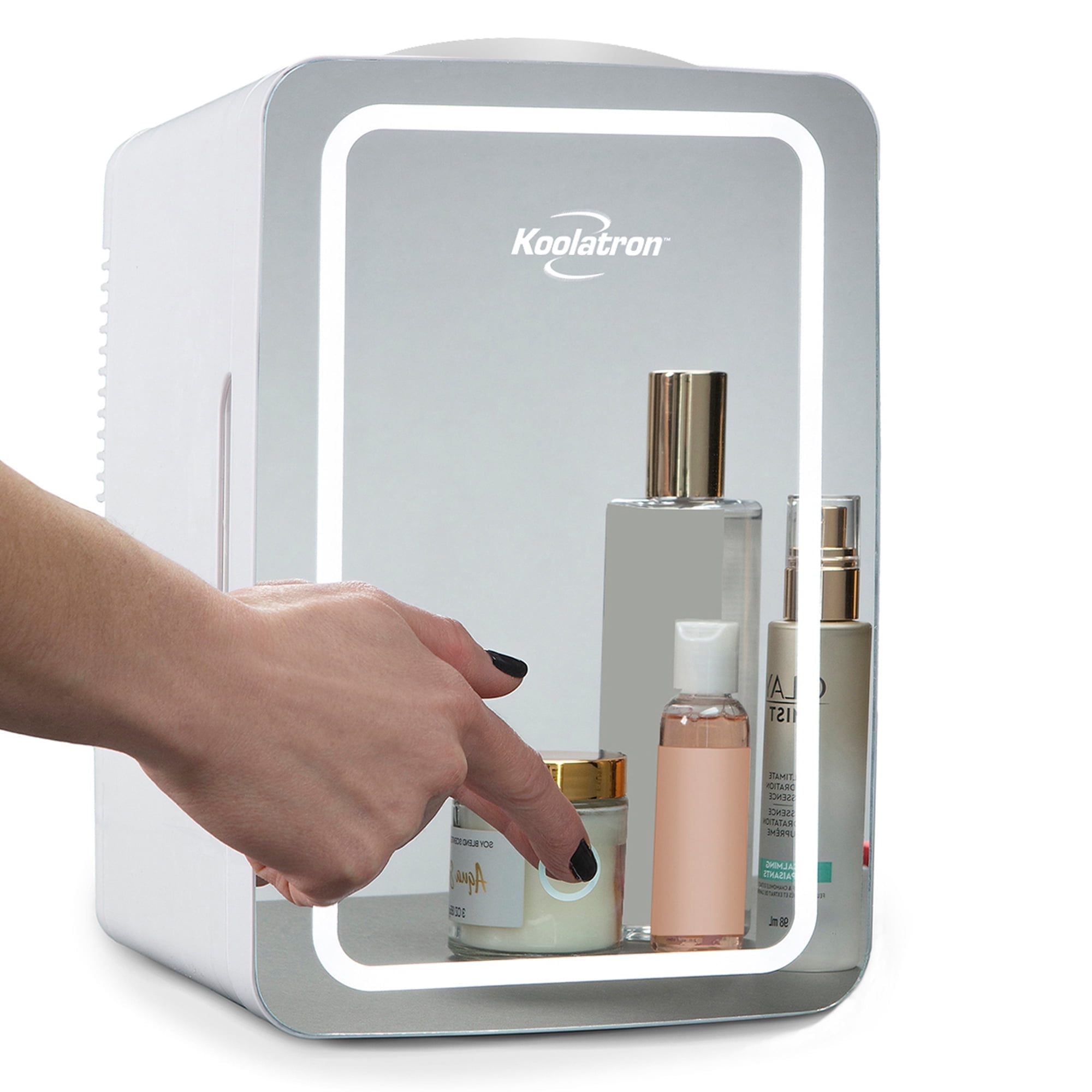 Koolatron Cosmetics Fridge w/ LED Lighted Makeup Mirror 12V 110V, 6L ...