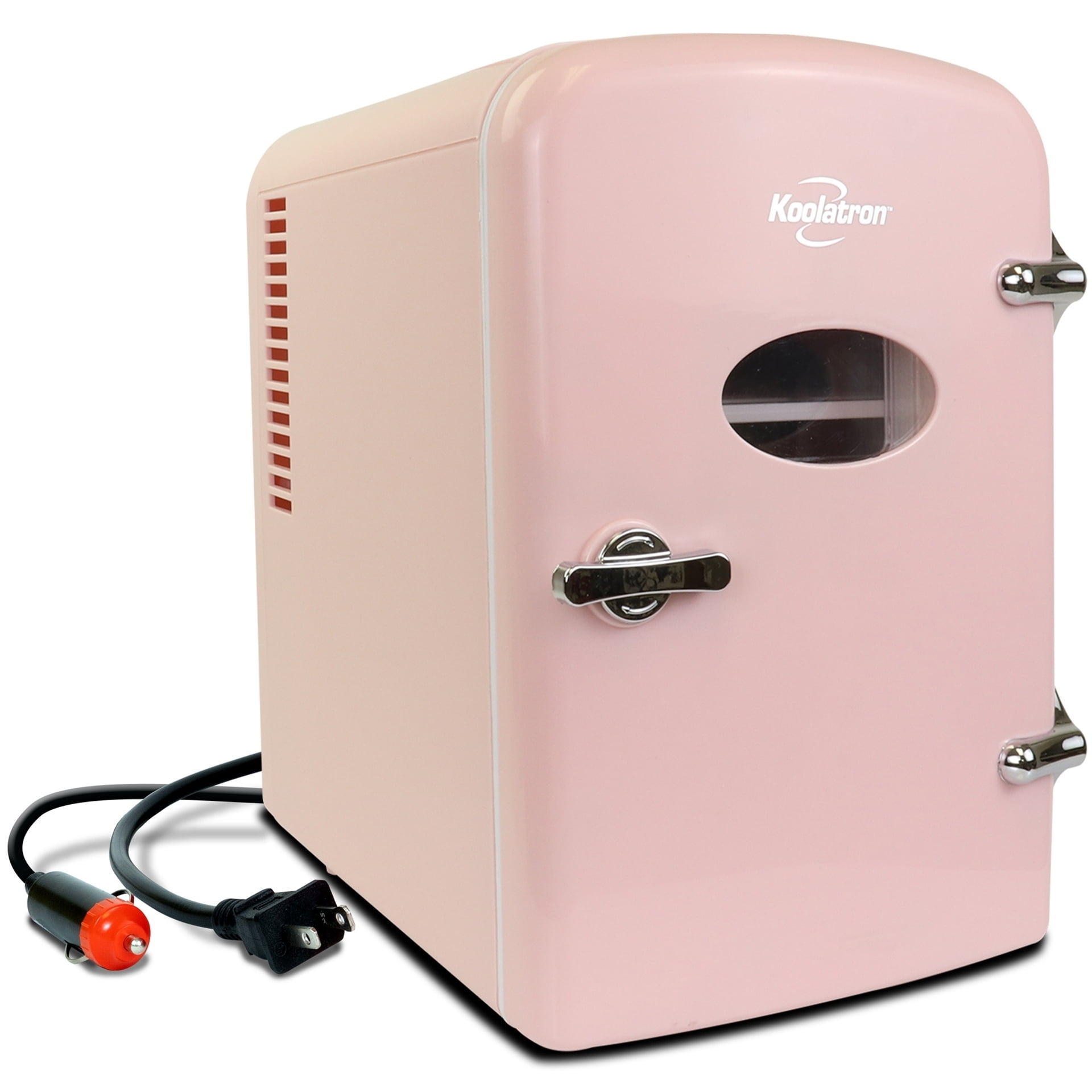 Koolatron 4L Retro Portable Mini Fridge 12V DC 110V 6 Can Cooler Pink ...