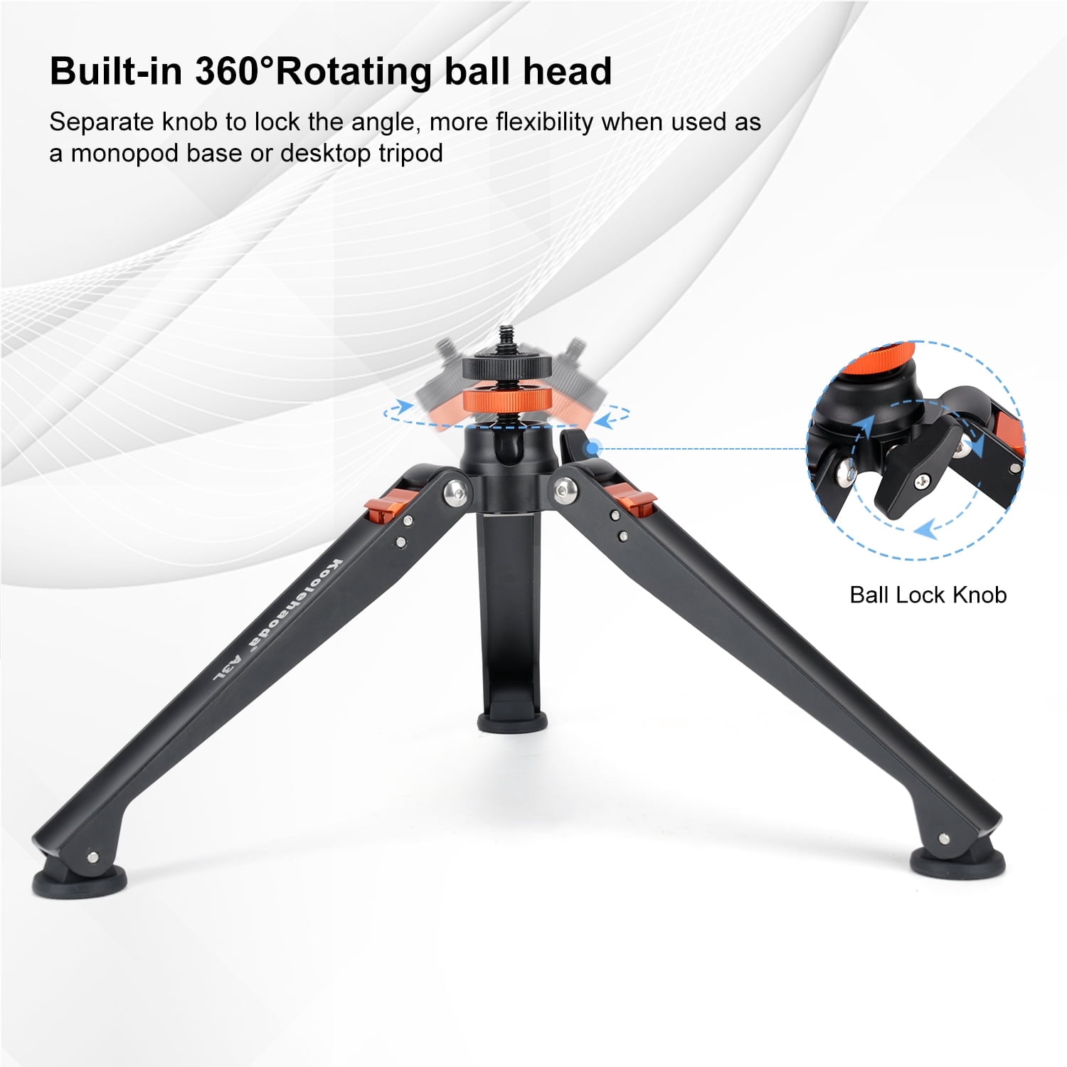 Koolehaoda Mini Tripod Base for Monopods, Aluminum Desktop Tripod with ...