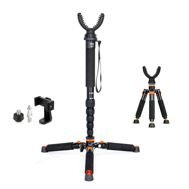 Koolehaoda Adjustable Shooting Stick Monopod with Tripod Base, 360 ...