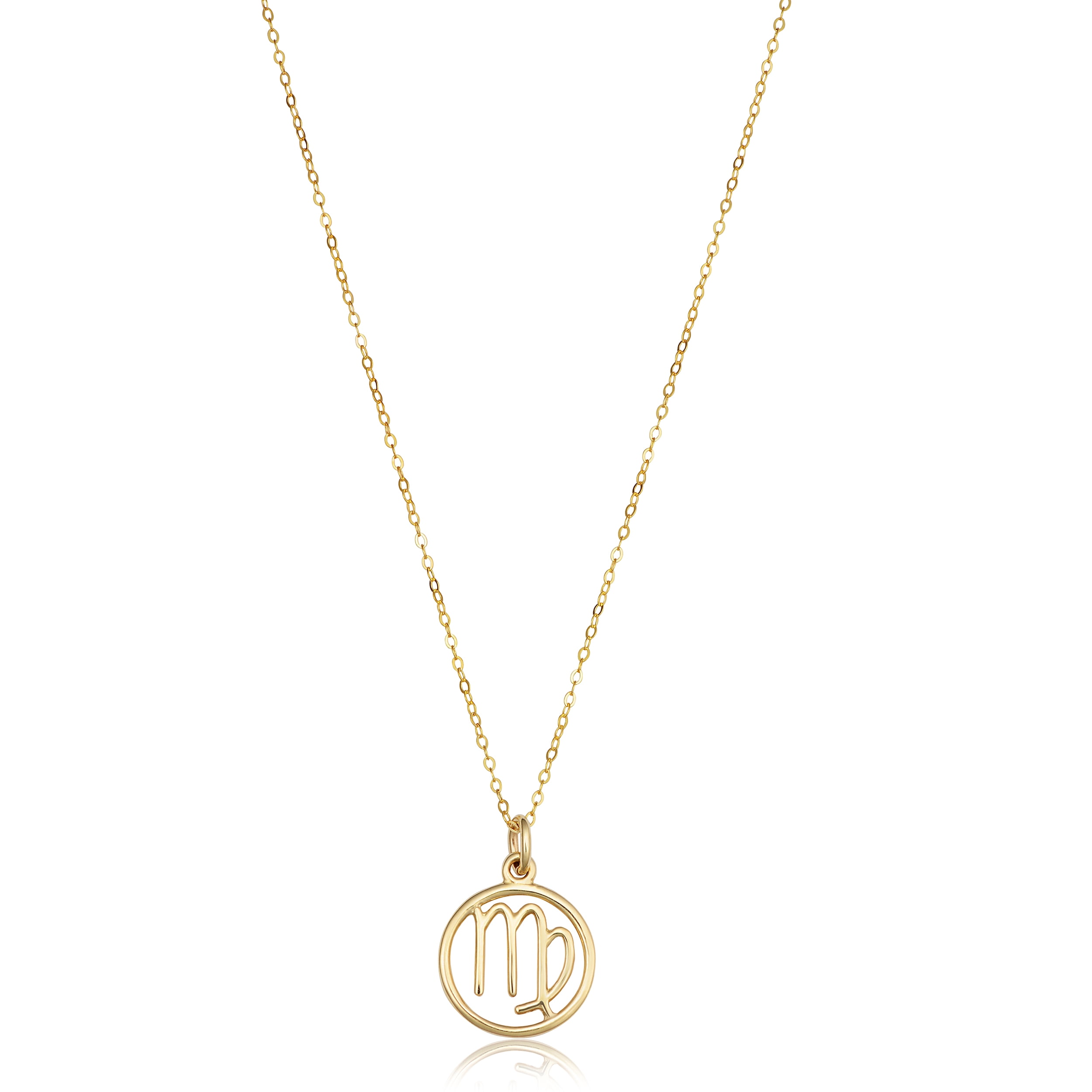 KoolJewelry 14k Yellow Gold Virgo Zodiac Pendant Minimalist Necklace ...