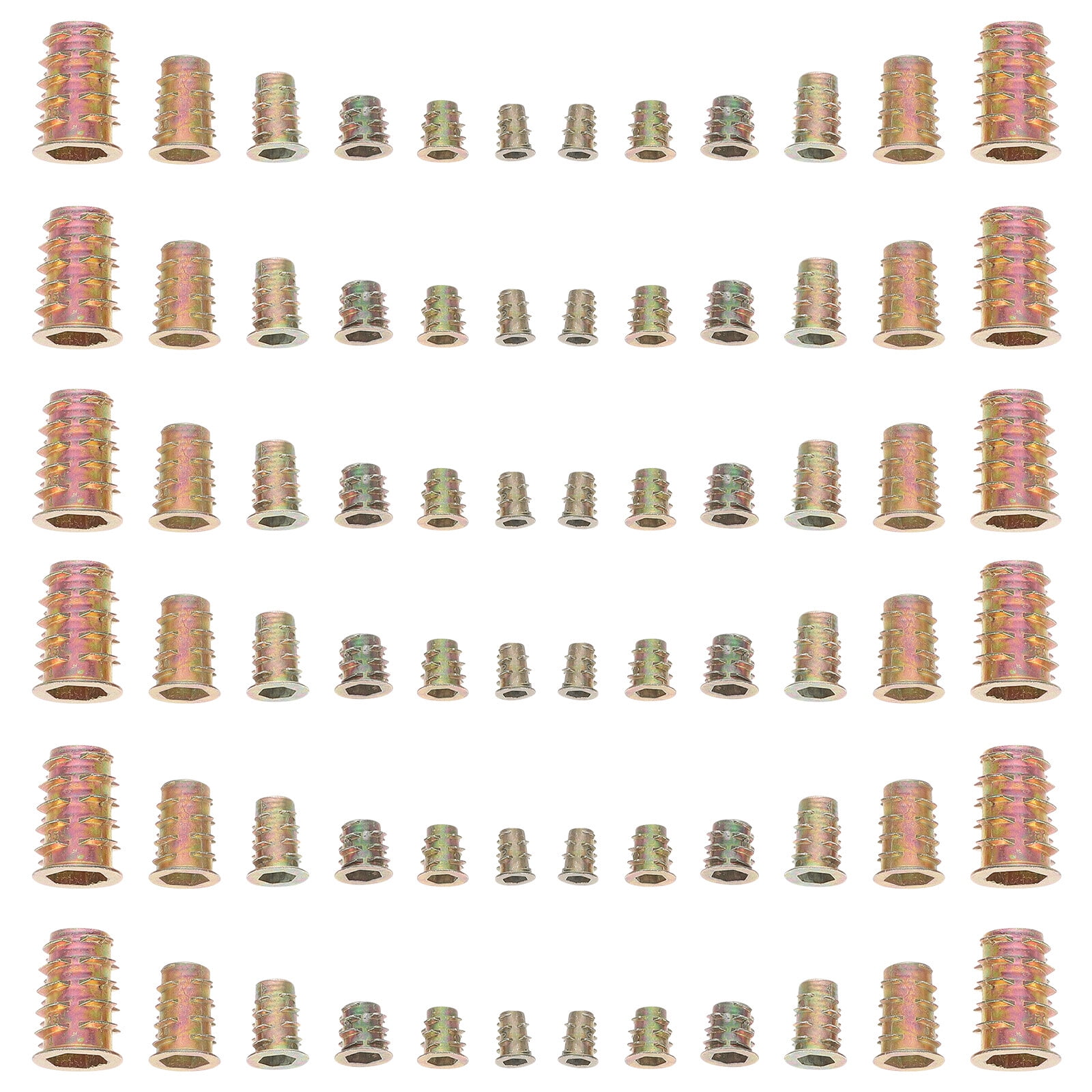 Koolleo 100 Pcs Carbon Steel Furniture Screws Threaded Wood Inserts Hex ...