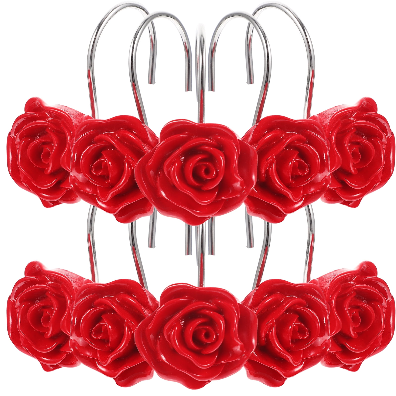 Koolleo 12pcs Rose Design Shower Curtain Hooks Drapery Ring Hangers for ...