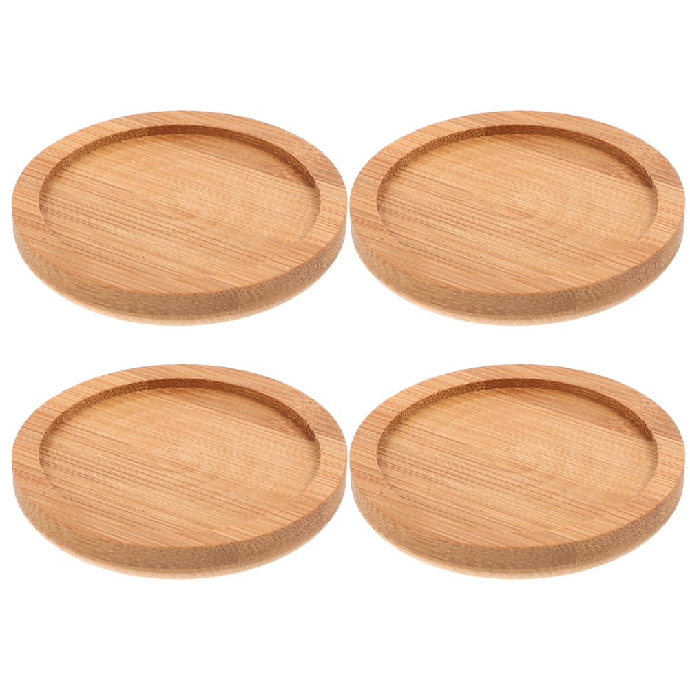 Koolleo 4pcs Bamboo Coaster Round Bamboo Coaster Drink Small Bamboo ...
