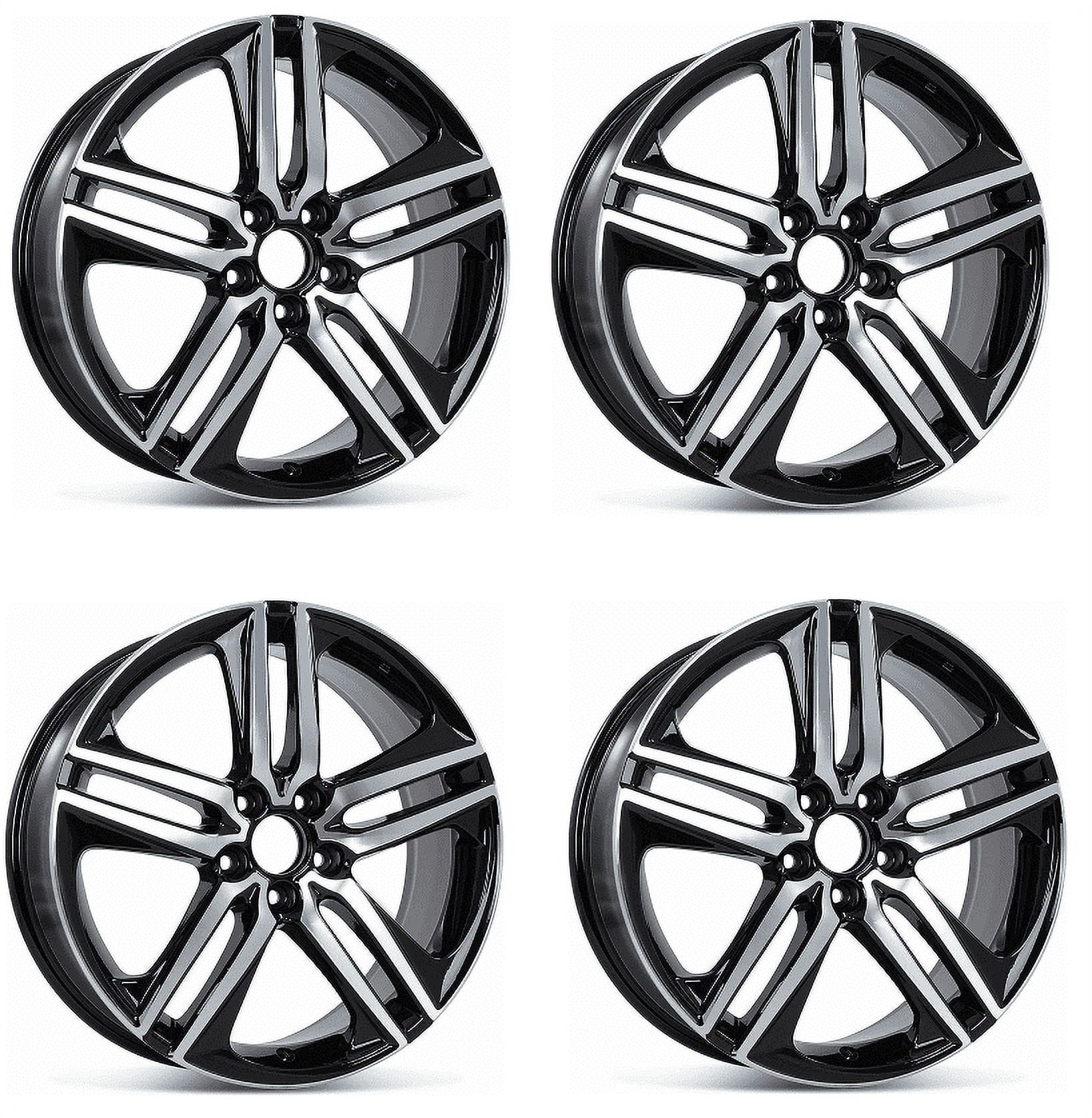 Kooloo 19" Wheels Rims 5x114.3 Black Machined Face Honda Accord Civic ...