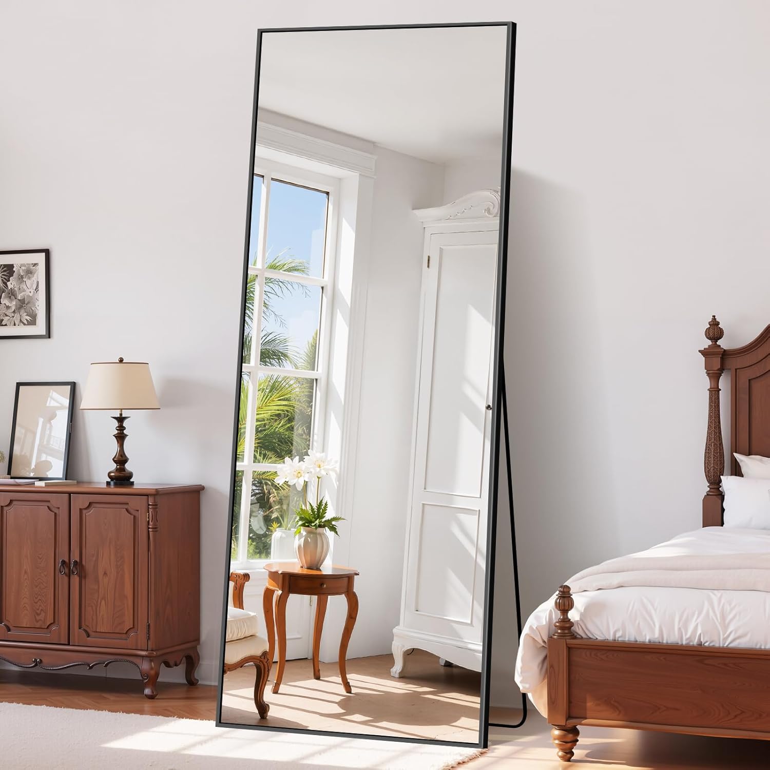 Koonmi Full Length Mirror, 71"x26" Black Floor Mirror with Aluminum ...
