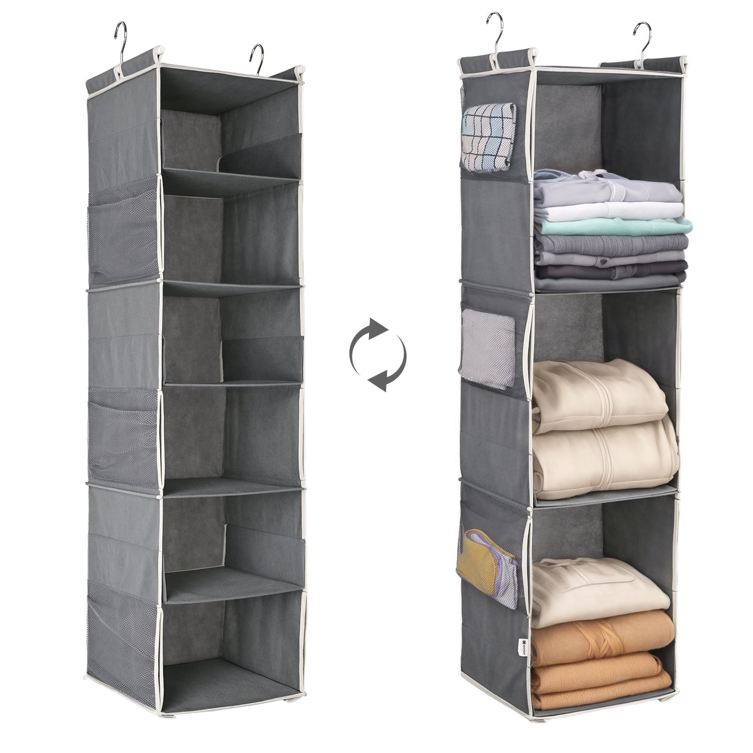 KOOSOM 1 PC Hanging Closet Organizer, 3-in-1 to 6-in-1 Reversible ...