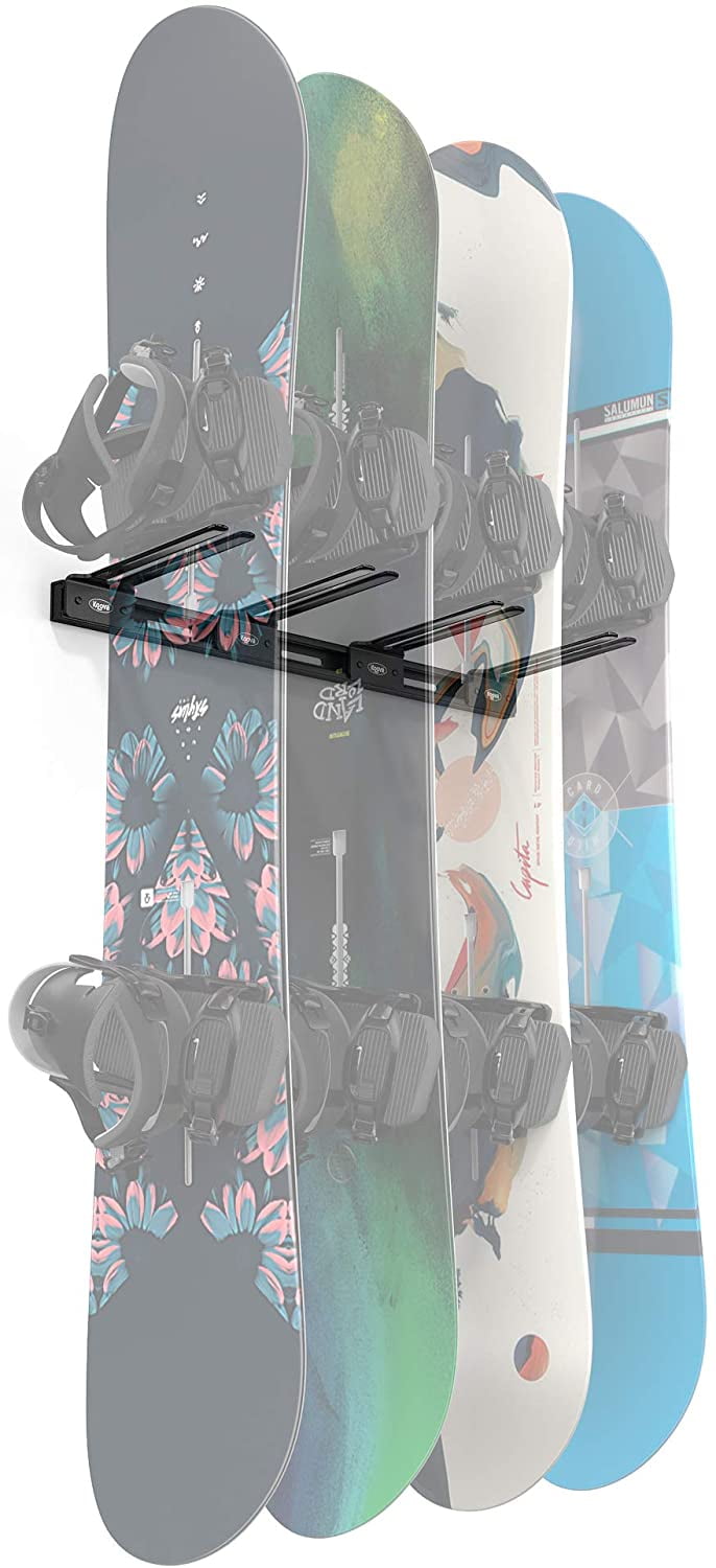 Koova Snowboard Wall Mount Rack Holder | 4 Vertical Storage Slots ...