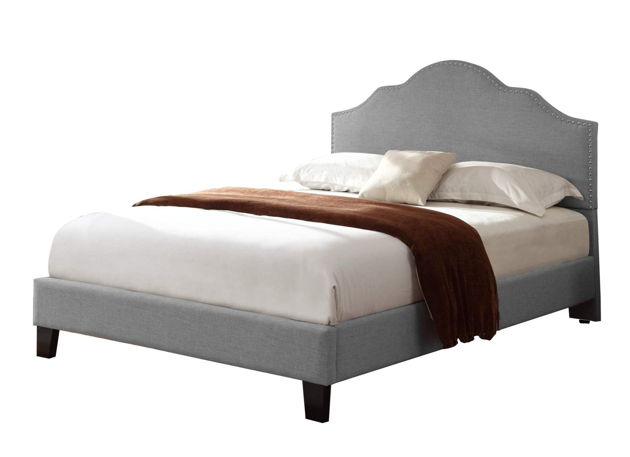 Kopa Gray Full Upholstered Bed Full Gray Foam Solid Wood - Walmart.com