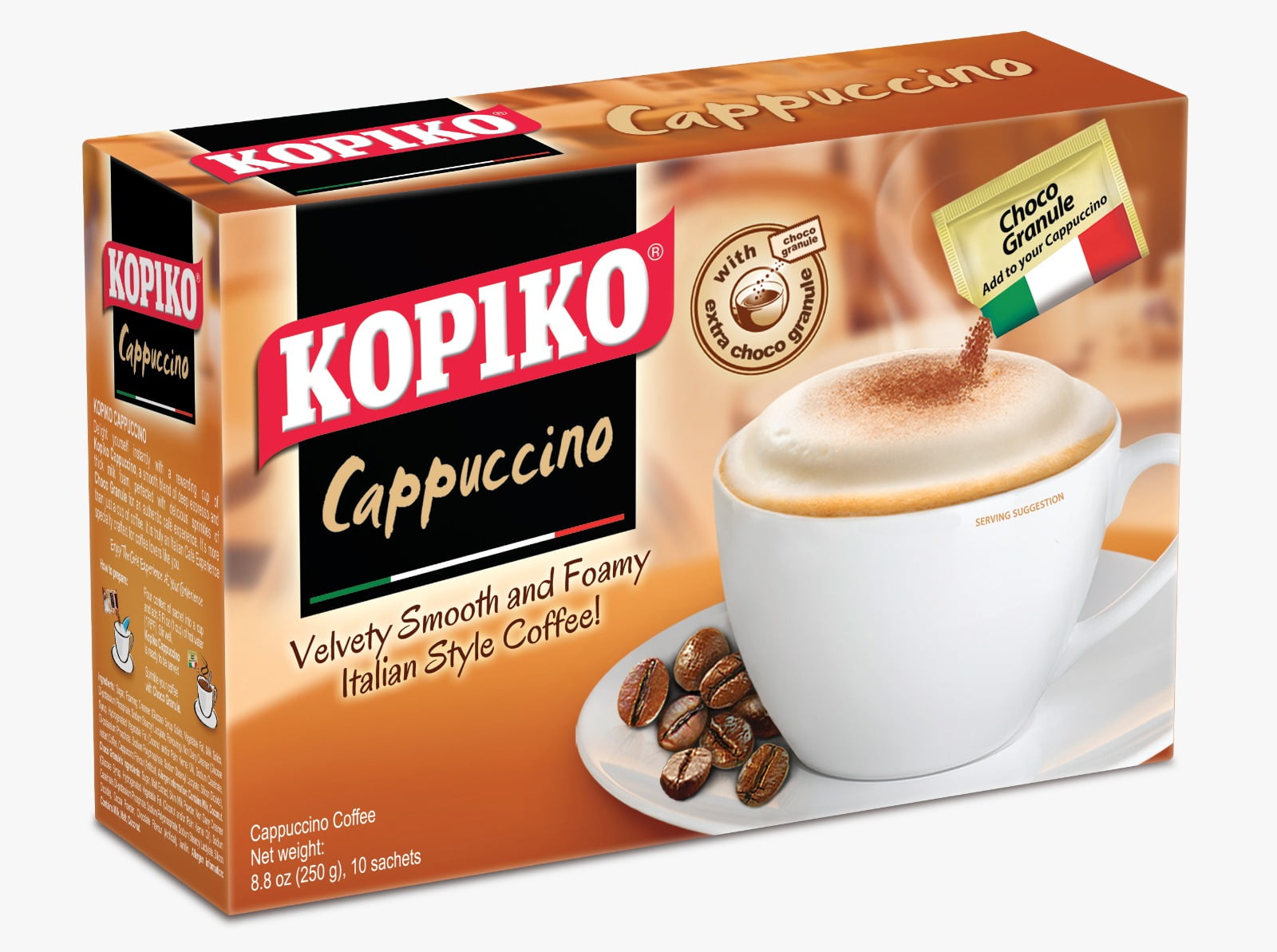 Kopiko Cappuccino Coffee Italian Style with Extra Choco Granule 10 ...