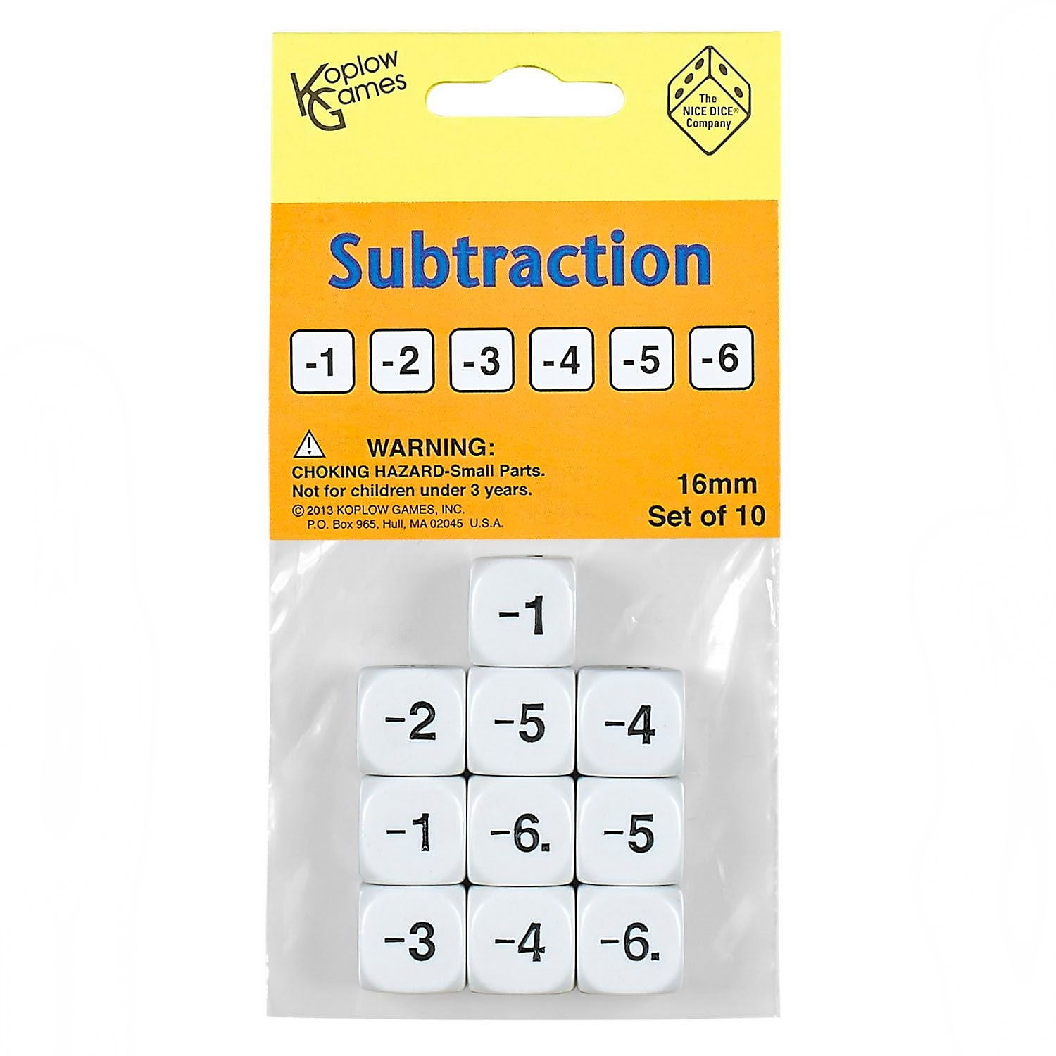 Subtraction Dice, Set of 10 - Walmart.com