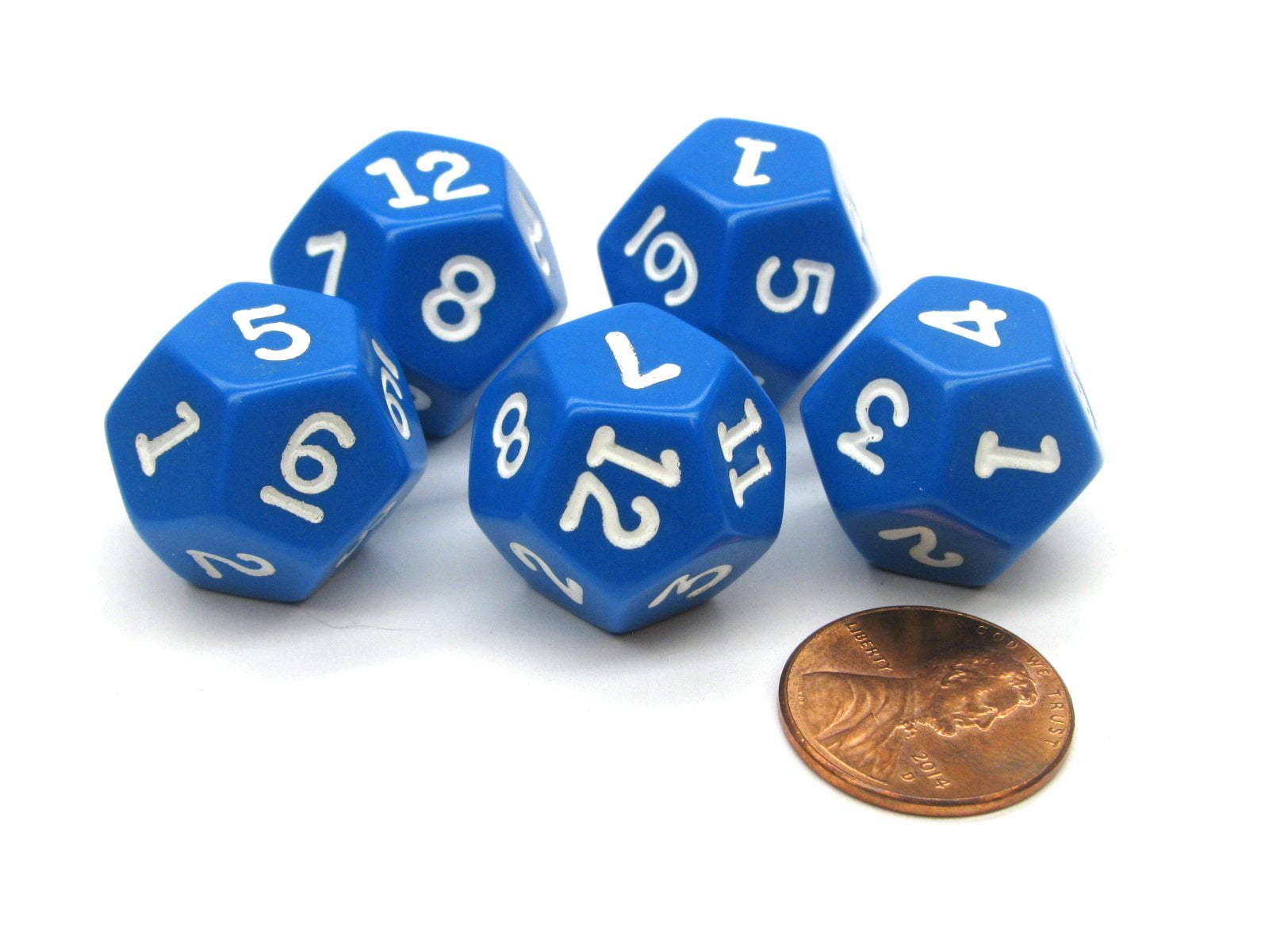 Koplow Games Set of 5 D12 12-Sided 18mm Opaque RPG Dice - Blue with ...