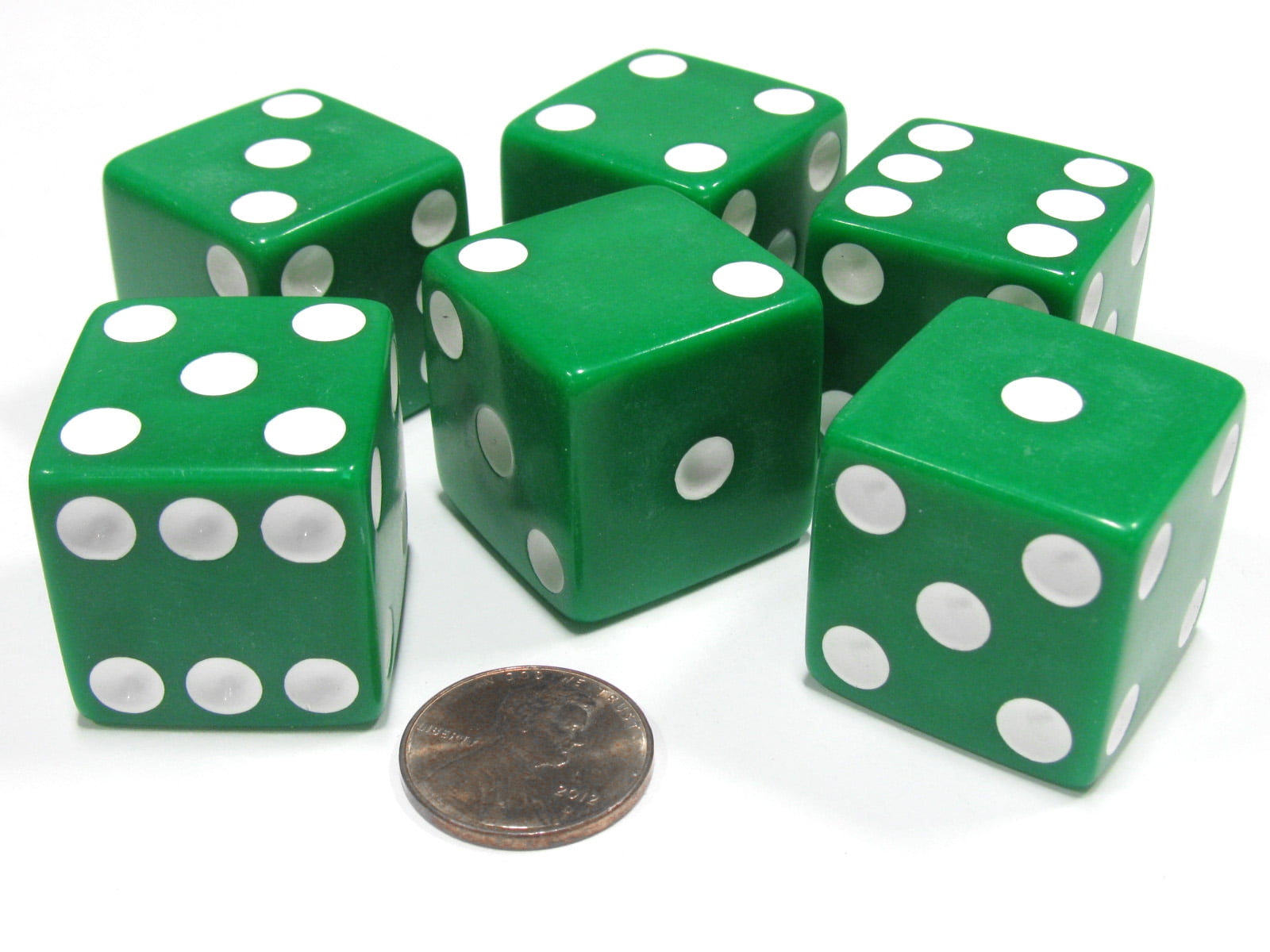 Koplow Games Set of 6 D6 25mm Large Opaque Jumbo Dice - Green with ...