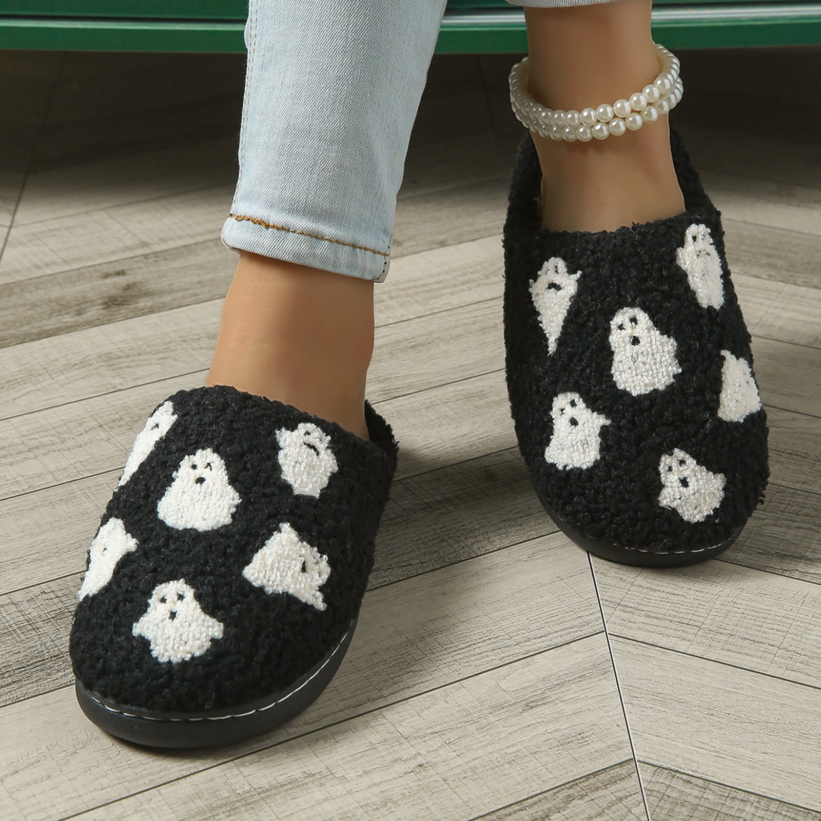 Kopltyrfg Ghost Face Slippers Retro Memory Foam Cute Cartoon Plush ...