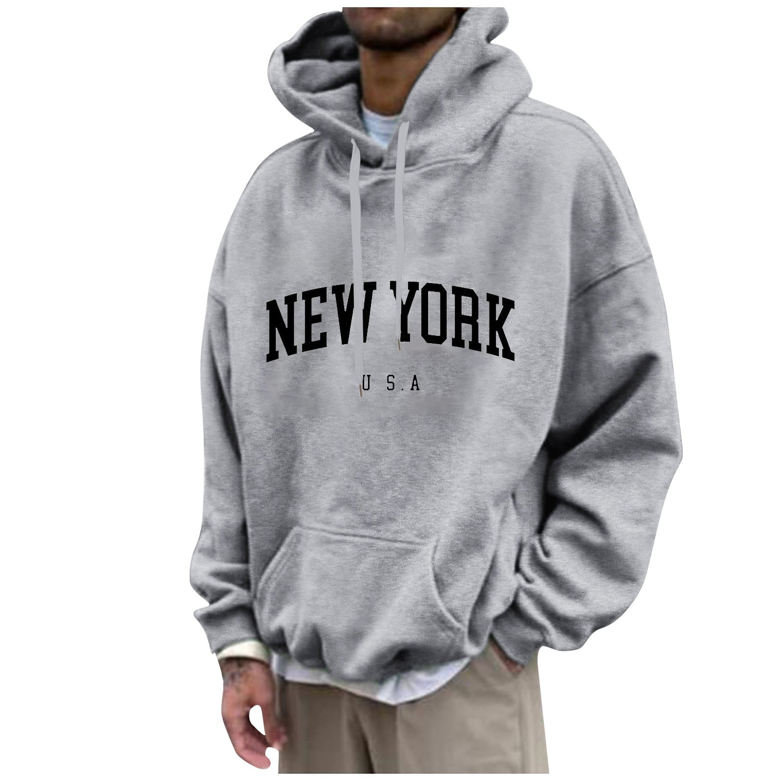 Kopltyrfg Graphic Hoodies for Men Oversized Pullover Letter Print Long ...