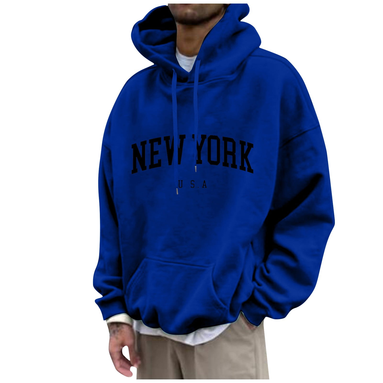 Kopltyrfg Hoodies for Men Oversized Graphic Pullover Letter Print Long ...