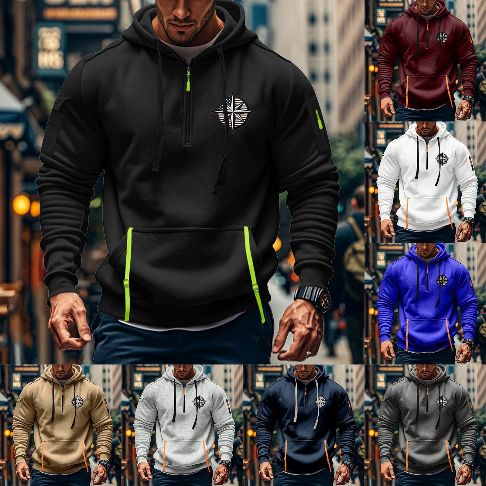 Kopltyrfg Hoodies for Men Quarter Zip Pullover Tactical Sweatshirt ...