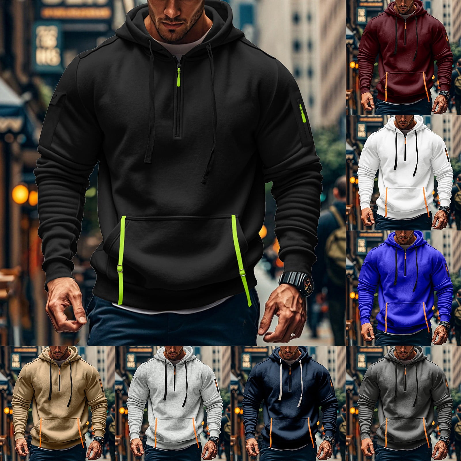 Kopltyrfg Quarter Zip Tactical Hoodies for Men Heavy Weight Brunt ...