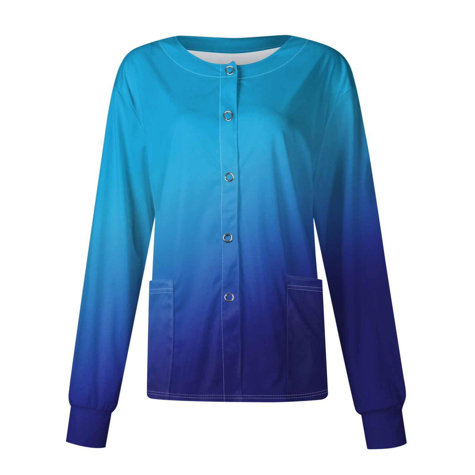 Kopltyrfg Scrub Jackets For Woman Solid Color Long Sleeve Front Warm Up ...