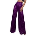 Kopltyrfg Sequin Wide Leg Pants Women Fashion High Waist Sparkly ...