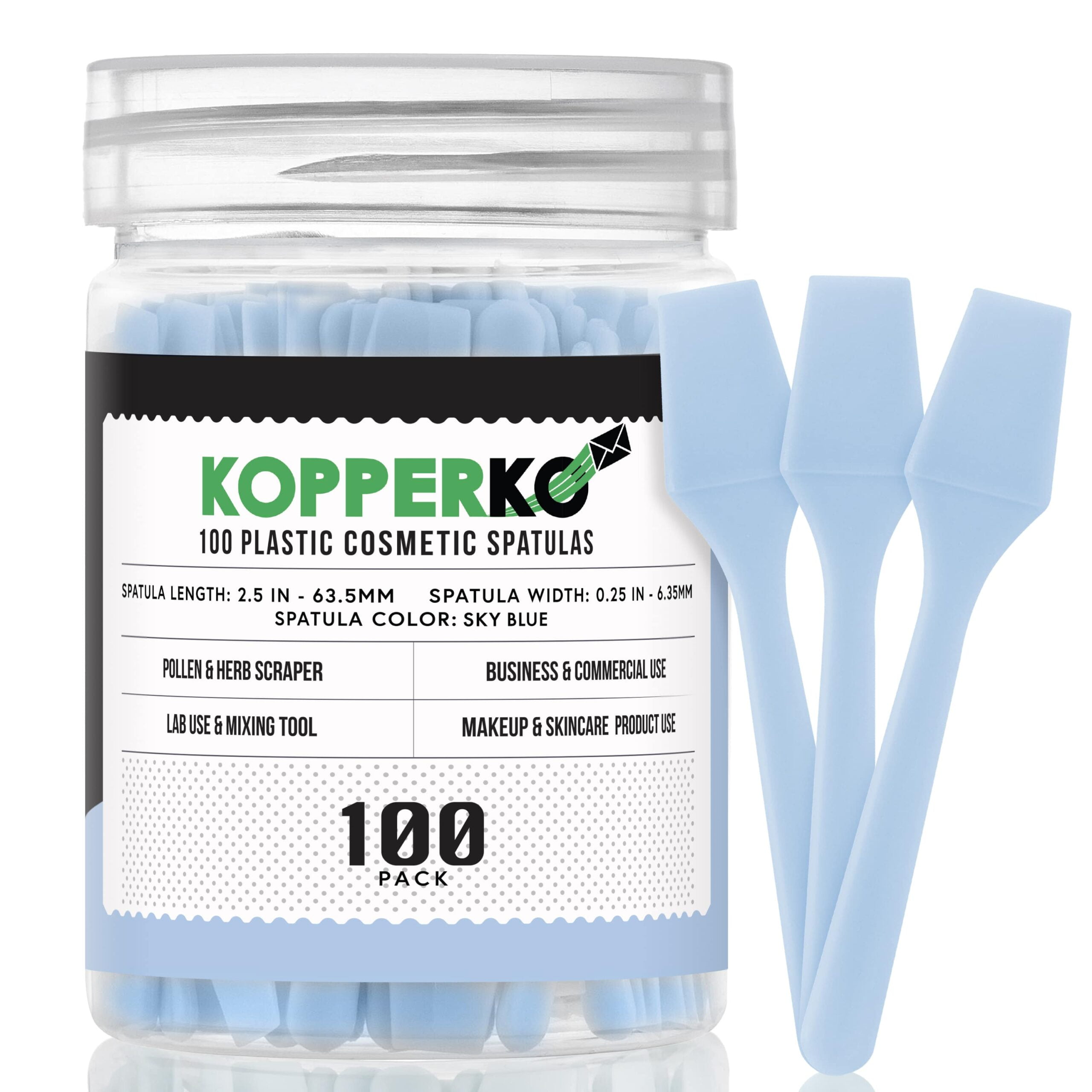 Kopperko 100 Pack 2.5 inch Small Plastic Cosmetic Makeup Spatulas - Sky ...