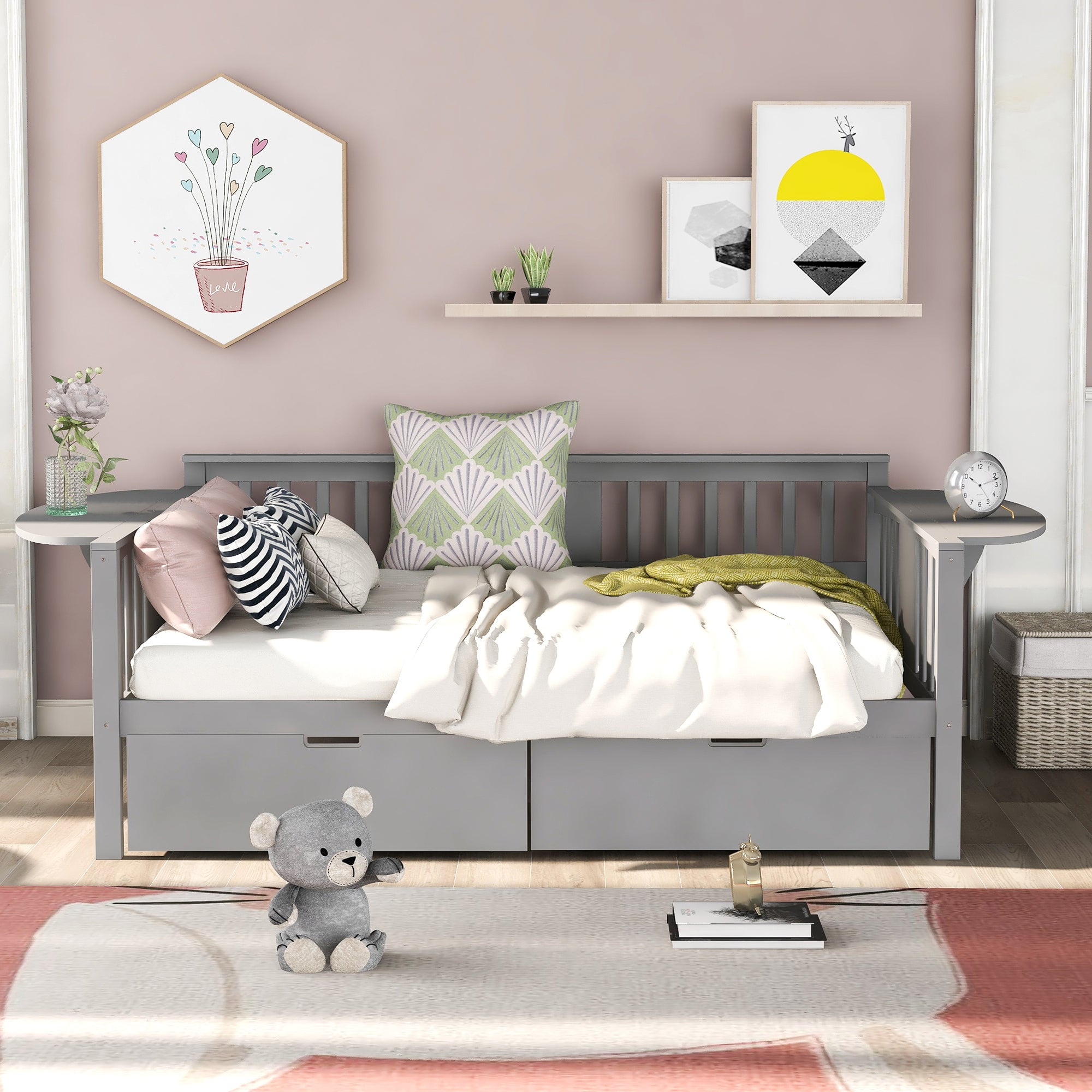Kora Full Size Daybed with Drawers - Gray - Walmart.com