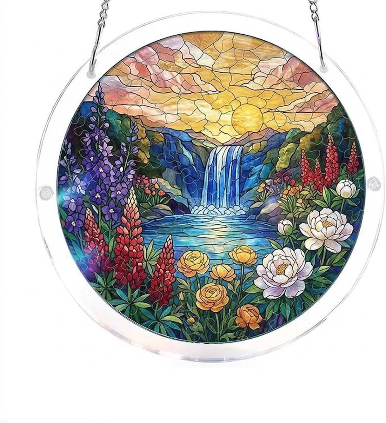 Koranda Stained Glass Style Acrylic Suncatcher Puzzle, 7.5" Round ...