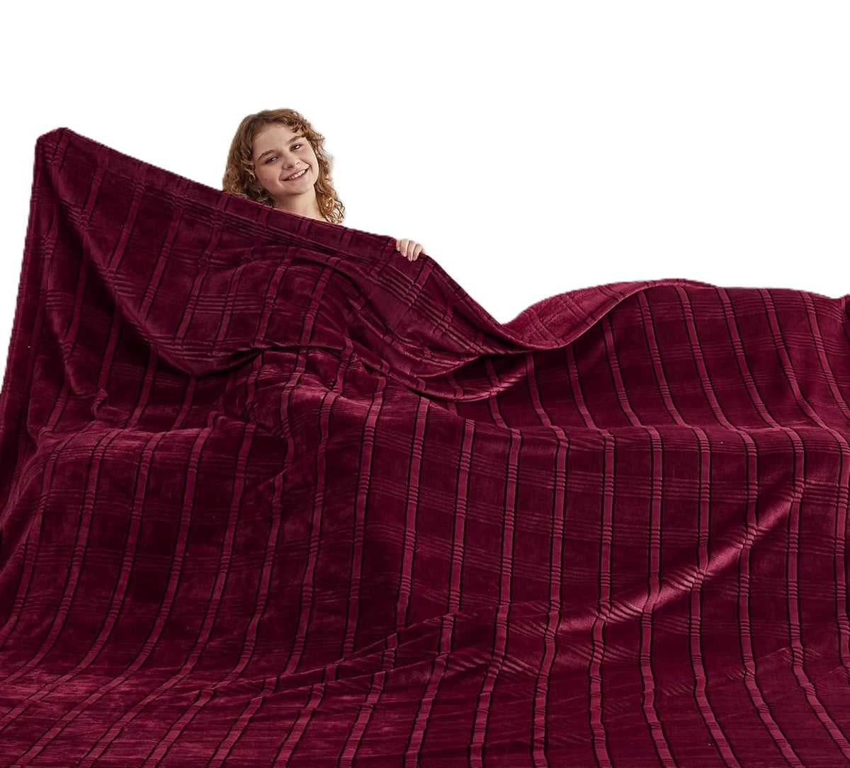 Korbliss Oversized Super Soft Cozy Flannel Blanket 10FT X 10FT Burgundy ...