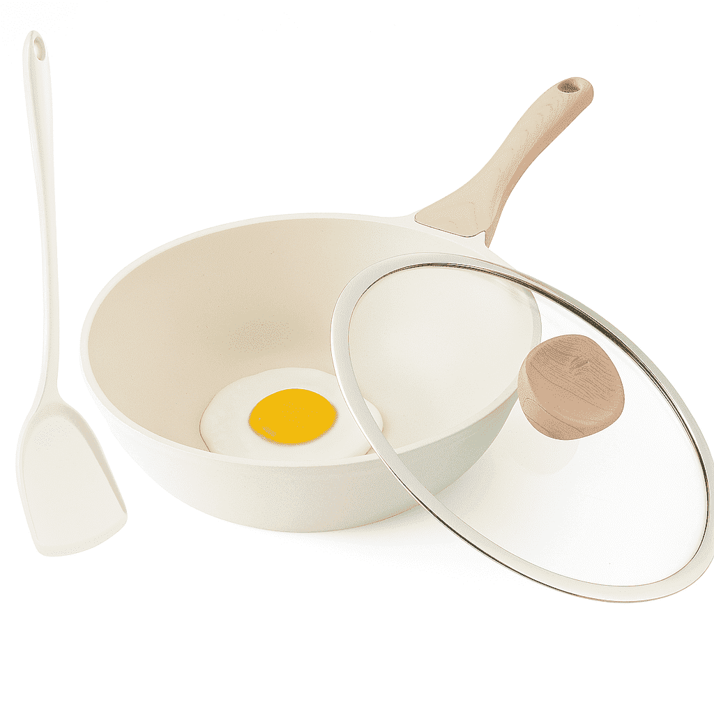 Kordisen 12 inch Healthy Nonstick Wok with Lid, Induction & All ...