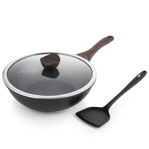 Kordisen 12 inch Nonstick Wok with Lid, Stir-Fry Pans, All Stovetops ...