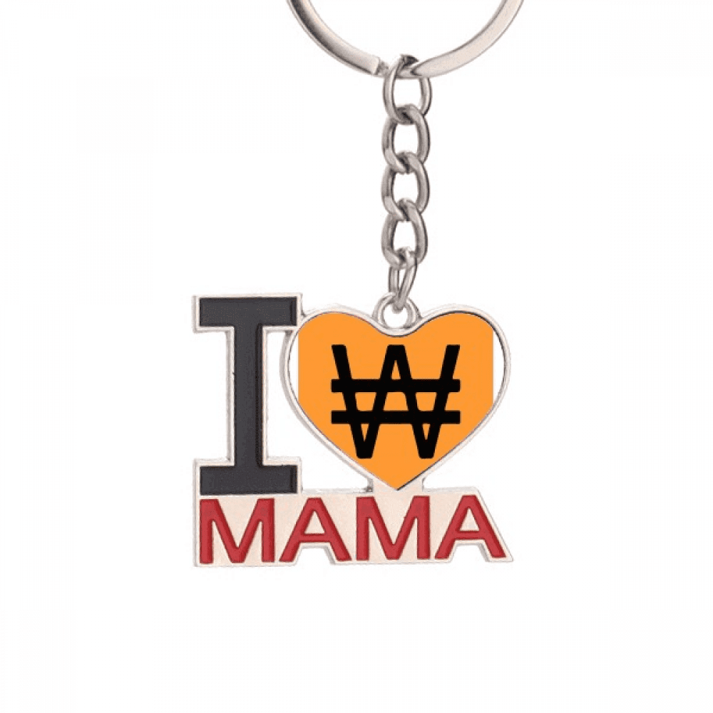 Korea Currency Symbol KRW Keychain Metal Keyring Holder Love MAMA ...
