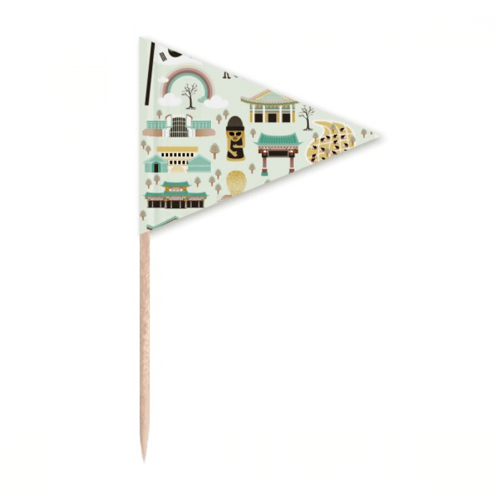 Korea Most Famous Landmarks Toothpick Triangle Cupcake Toppers Flag ...