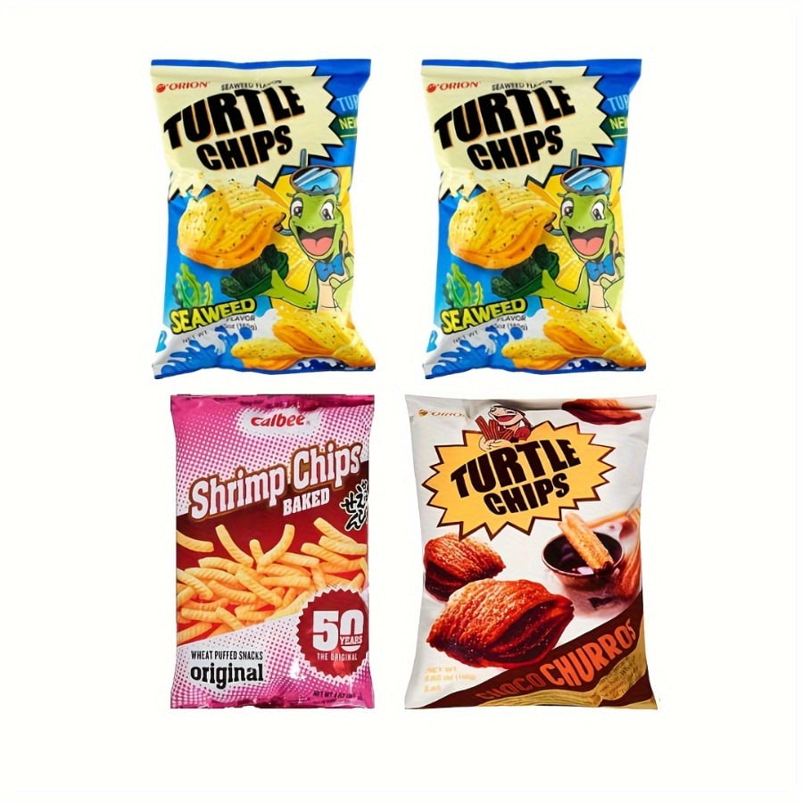 Korea Turtle Chips, 2 bag of Seaweed Turtle Chip, one bag of Chocolate ...