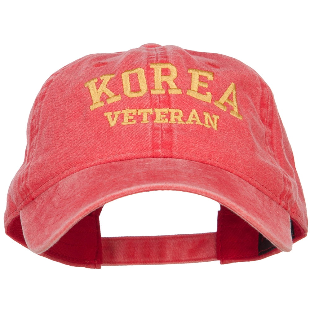 Korea Veteran Embroidered Washed Cap - Red OSFM - Walmart.com