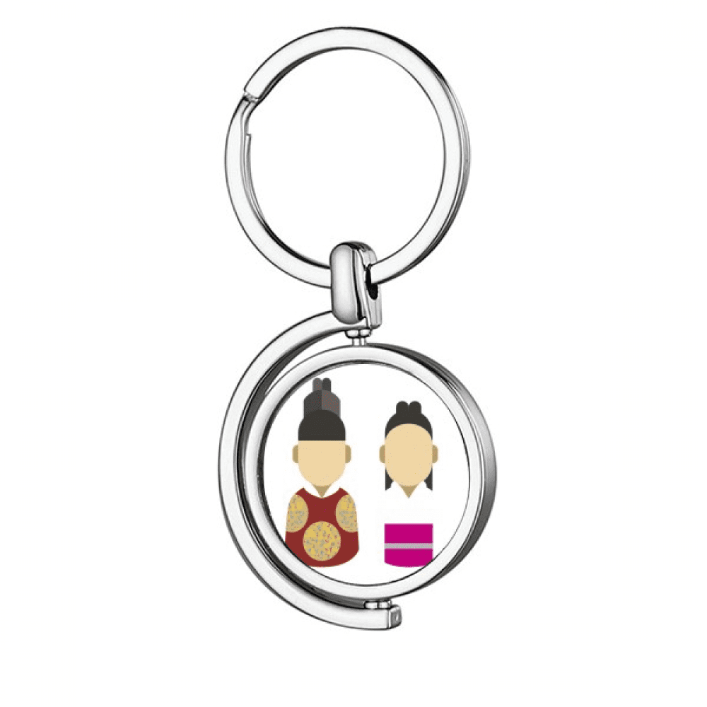 Korea traditional prince and princess Rotating Keychain Metal Keyring ...