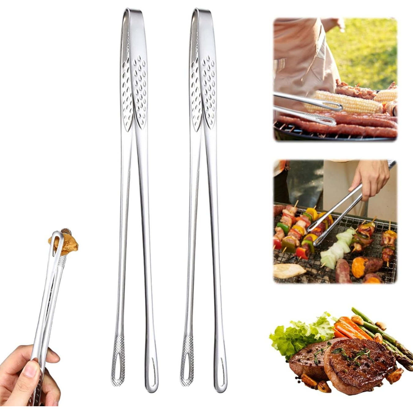 Korean BBQ Tongs, Stainless Steel Grill Tongs, Kitchen Tongs for ...